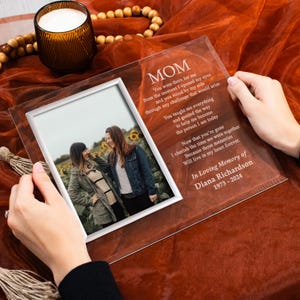 Mother Memorial Picture Frame | Mom Memorial Poem Gift | Loss of Mother ...