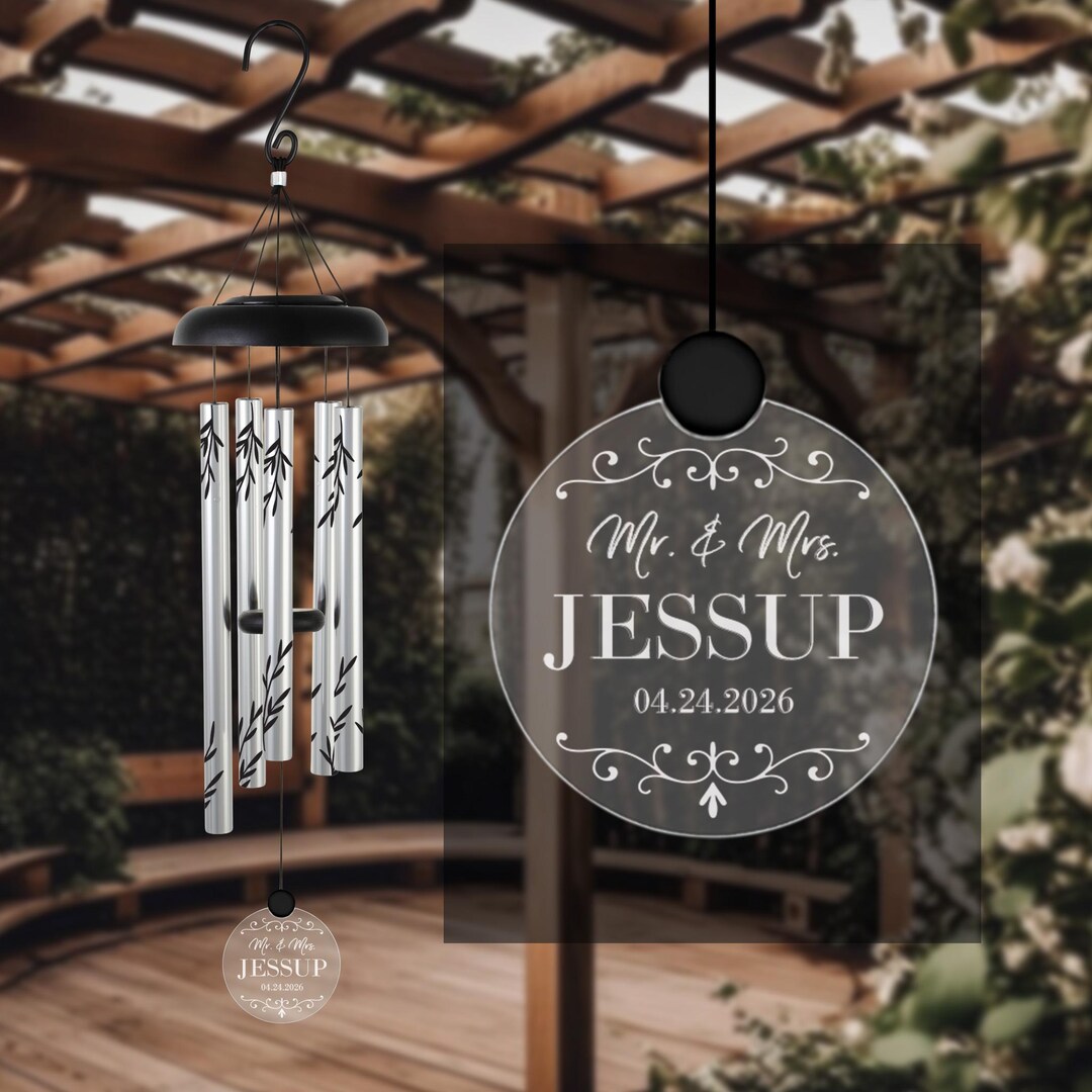 Mr and Mrs Solar Wind Chime | Personalized Mr & Mrs Wind Chime | Unique ...