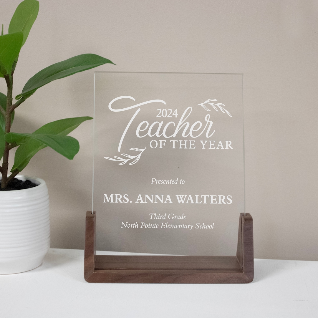 Teacher of the Year Award Plaque Personalized Teacher Appreciation ...