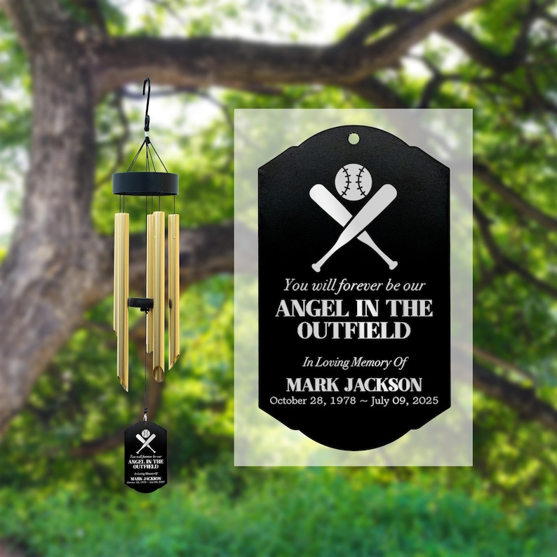 Baseball Memorial Wind Chime | Angel in Outfield Memorial Gift ...