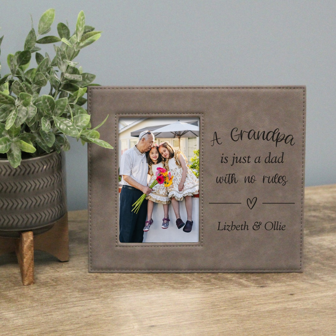 Personalized Grandpa Picture Frame Dad With No Rules Picture Frame ...