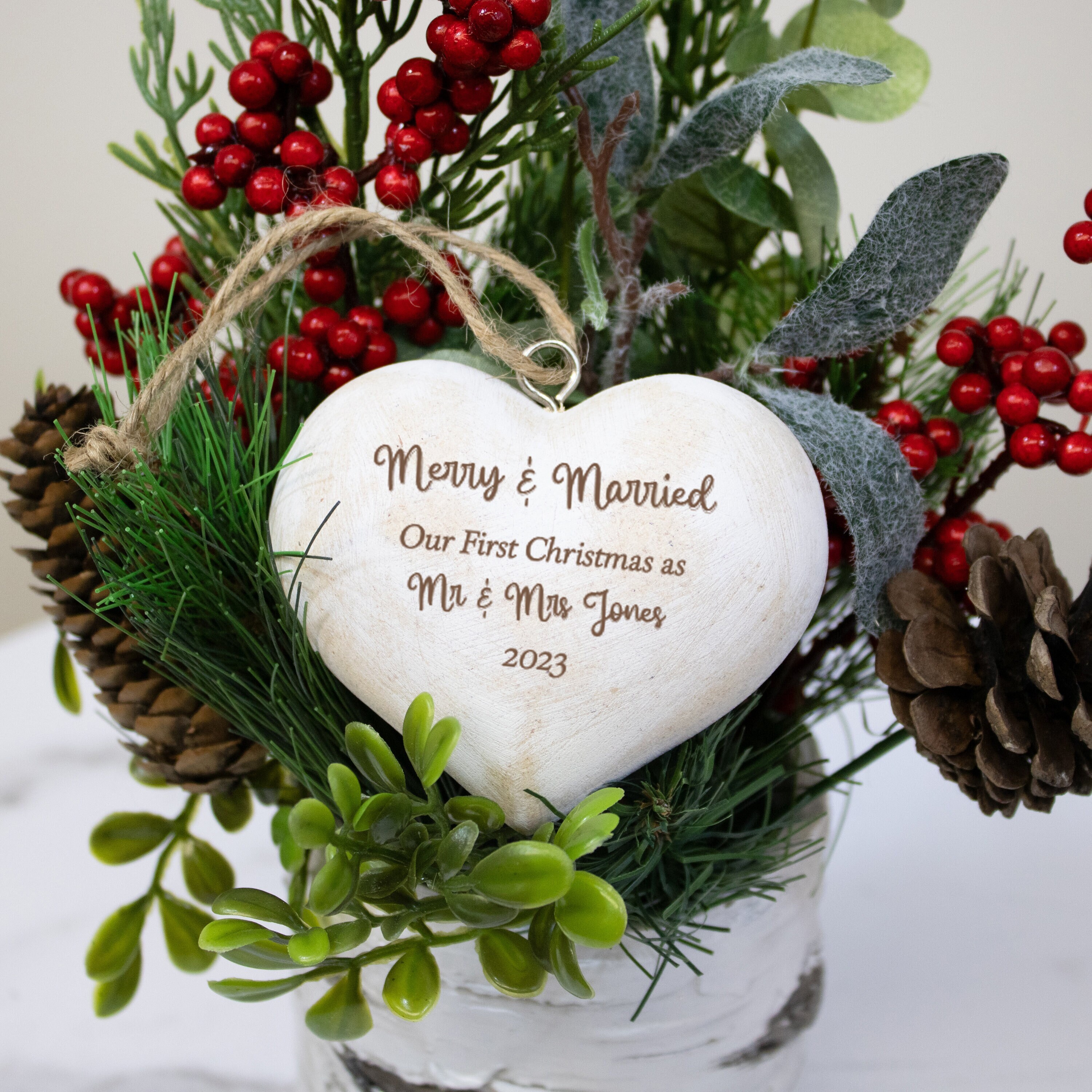 Personalized First Christmas as Mr and Mrs Ornament | Merry and Married ...