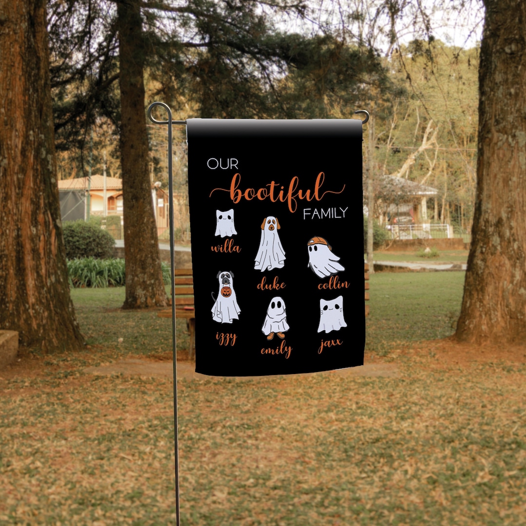 Our Bootiful Family Halloween Garden Flag | Family Garden Flag | Ghost ...