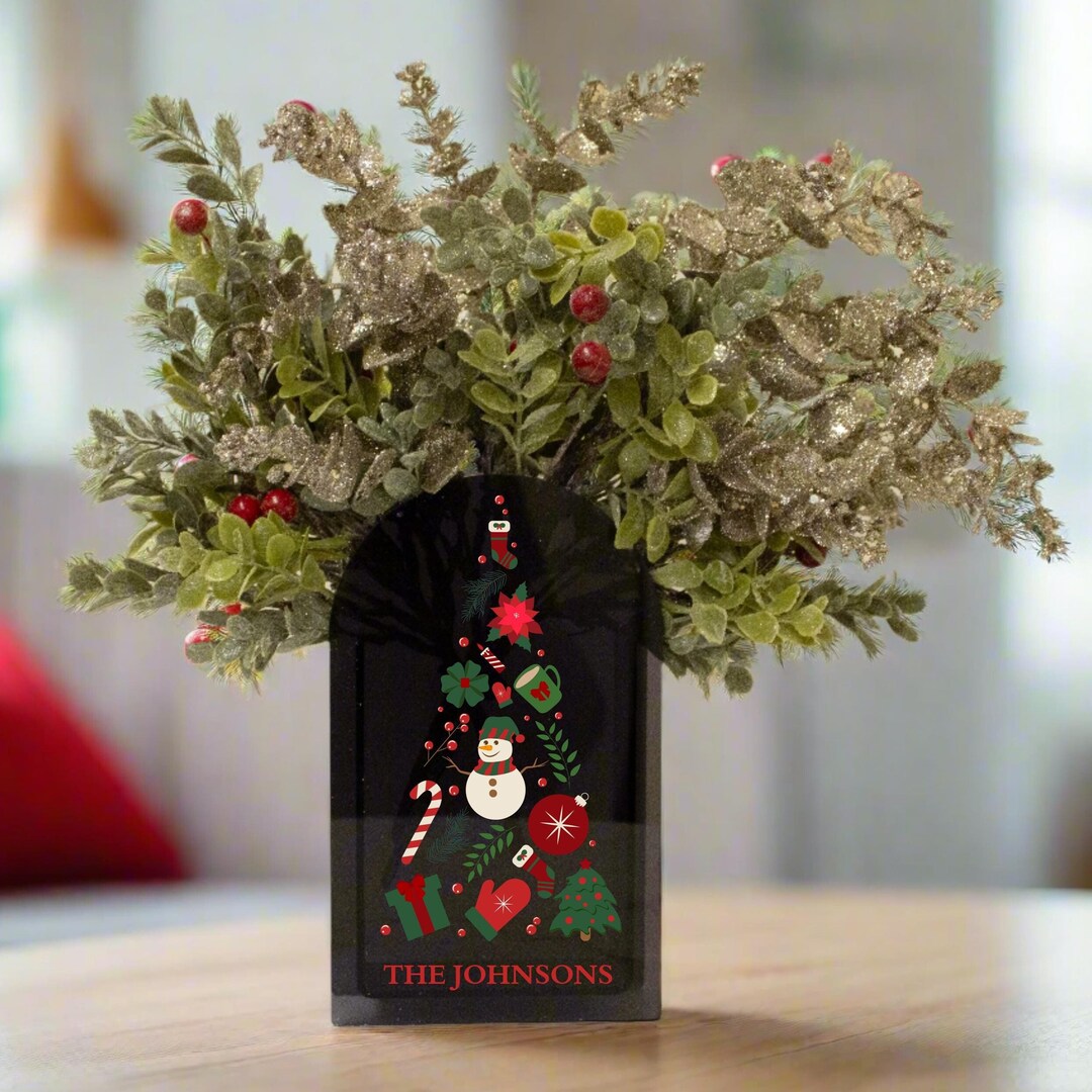 Christmas Flower Vase Personalized Christmas Vase Christmas Home Decor ...