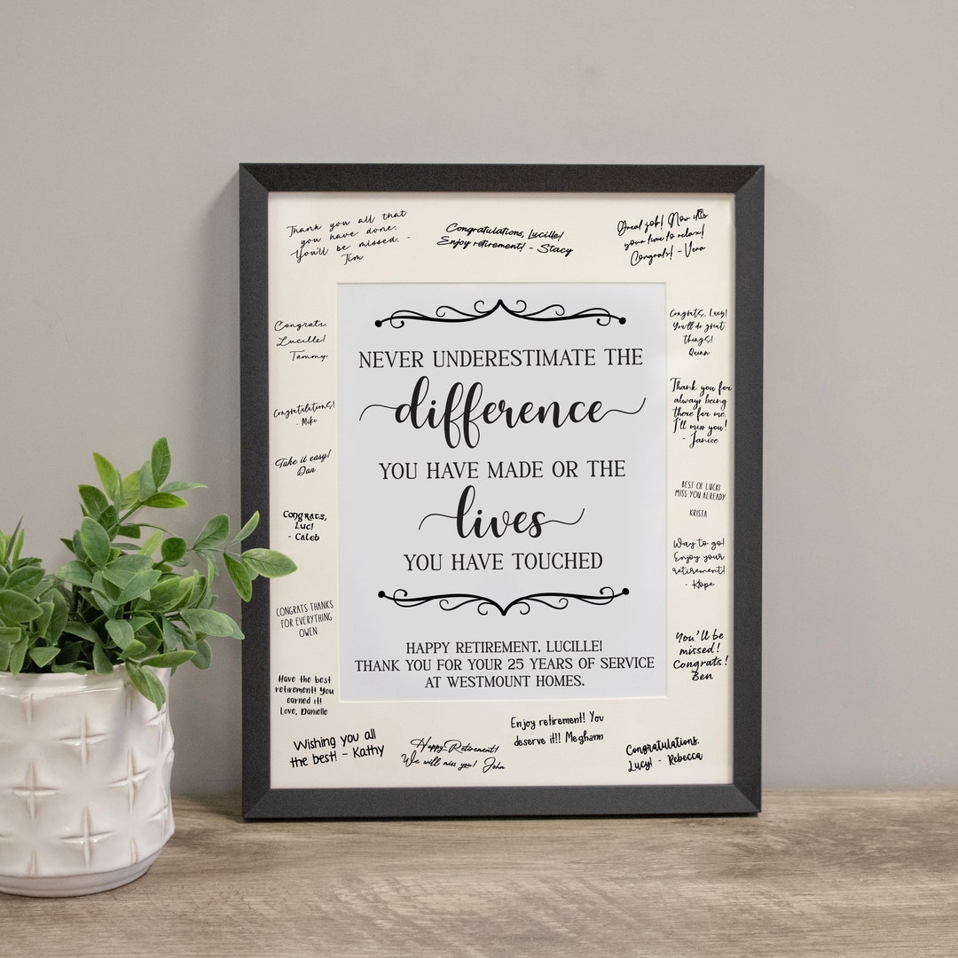 Retirement Signature Sign | Personalized Retirement Gift for Coworkers ...