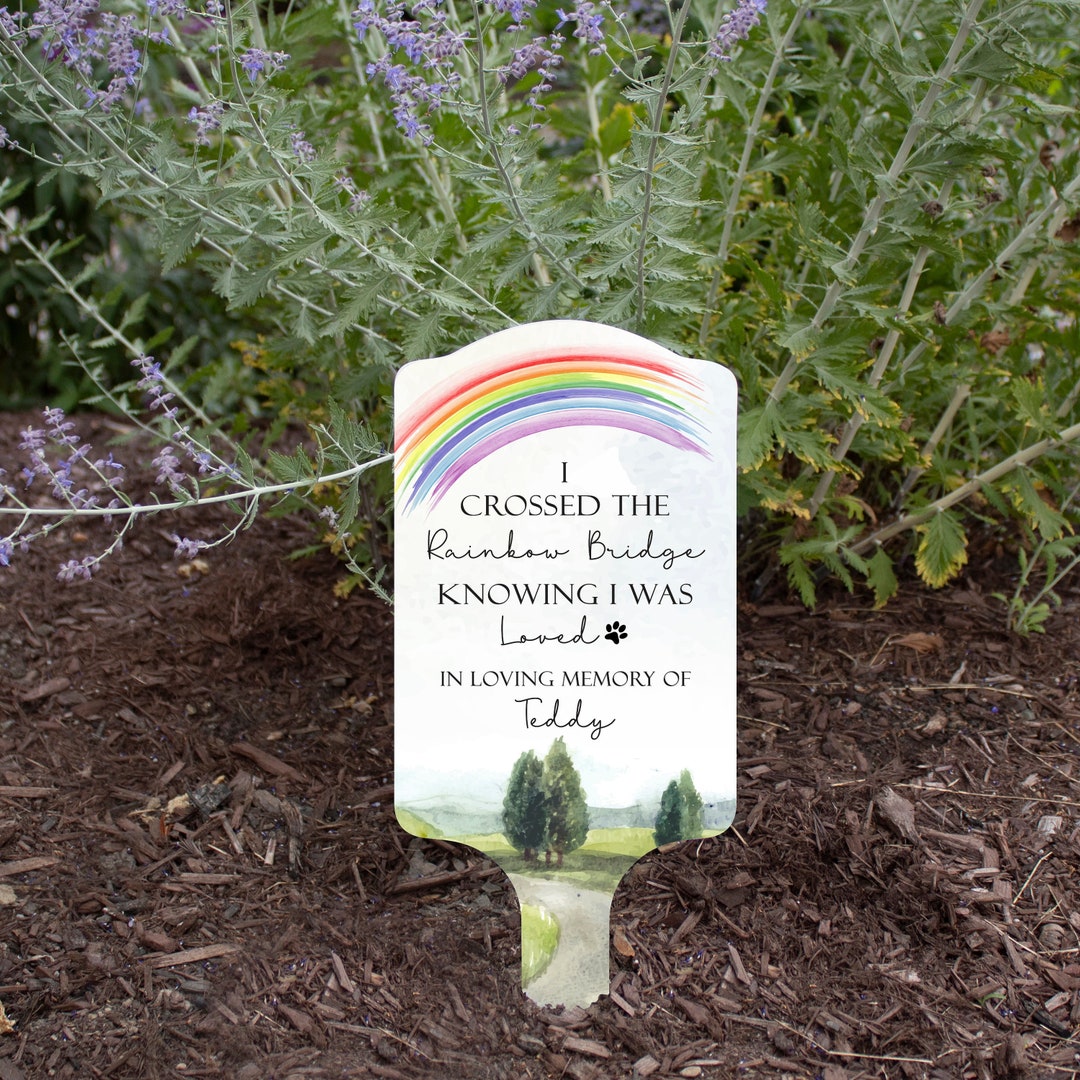 Personalized Rainbow Bridge Pet Memorial Garden Stake | Dog Memorial ...