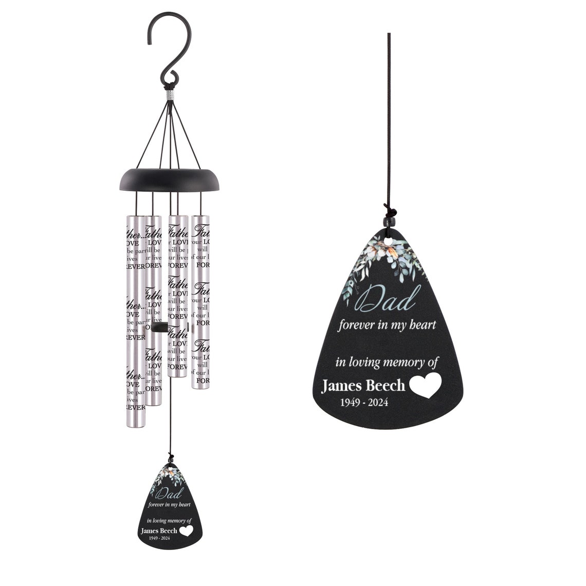 Dad Memorial Wind Chime | Forever in Our Hearts Father Sympathy Wind ...