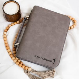 Personalized Cross Bible Cover | Vegan Leather Bible Case With Name ...