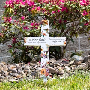 Hummingbird Memorial Solar Cross Garden Stake | Hummingbirds Appear ...