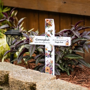 Hummingbird Memorial Solar Cross Garden Stake | Hummingbirds Appear ...