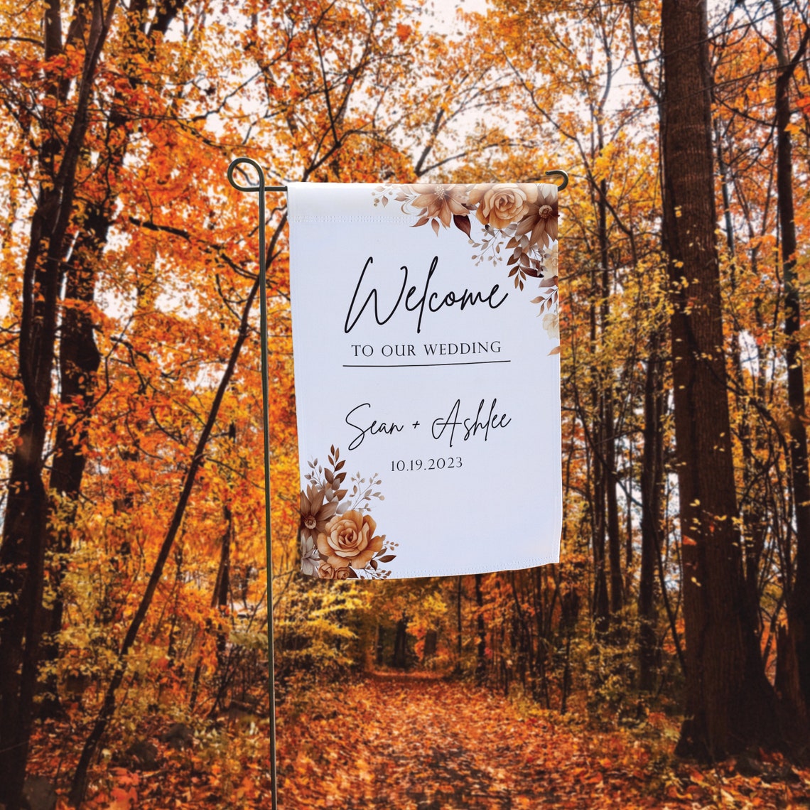 Fall Wedding Welcome Flag | Personalized Welcome to Wedding Yard Flag ...