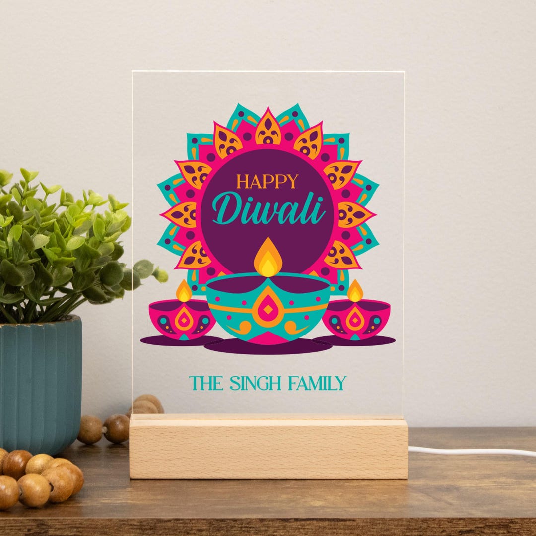 Happy Diwali LED Light | Personalized Diwali Light up Decor | Custom ...