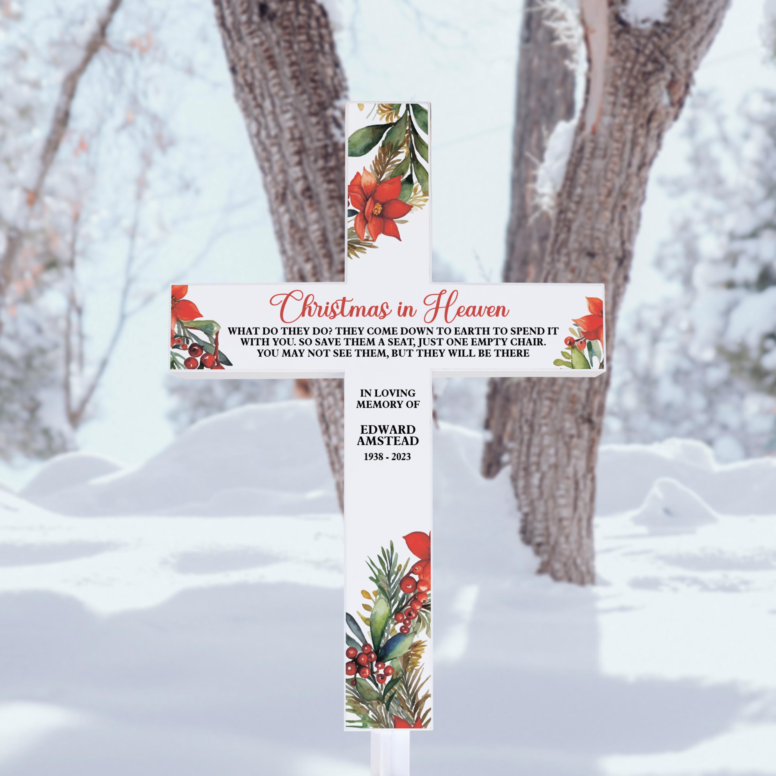 Christmas in Heaven Memorial Cross | Christmas Memorial Decor Solar ...