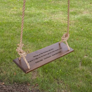 Fully Personalized Tree Swing | Engraved Tree Swing With Rope ...