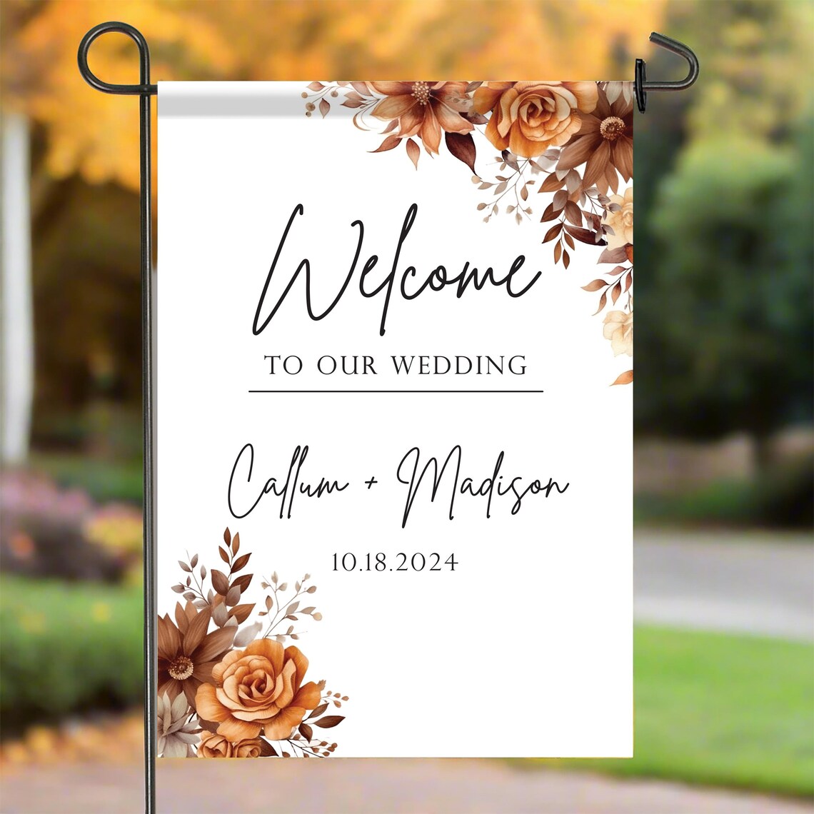 Fall Wedding Welcome Flag | Personalized Welcome to Wedding Yard Flag ...