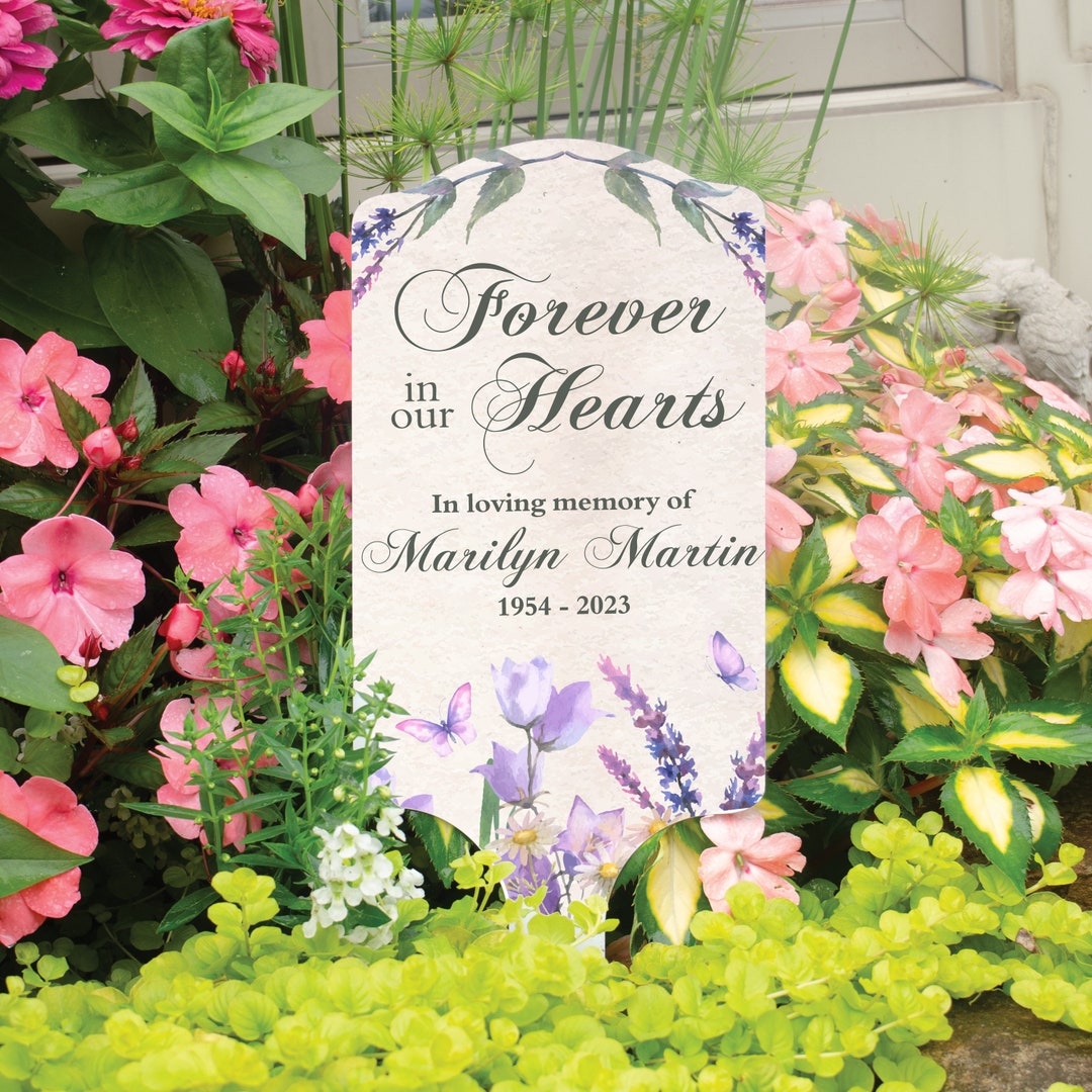 Forever in Our Hearts Memorial Garden Stake Personalized Sympathy ...