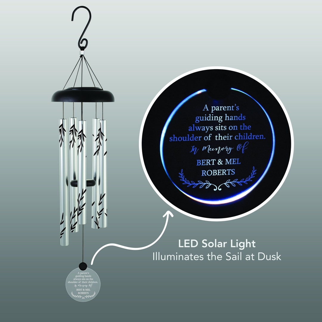 Parents Memorial Solar Wind Chime | Lighted Sympathy Wind Chime ...
