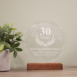 Personalized Retirement Plaque | Engraved Crystal Retirement Gift ...