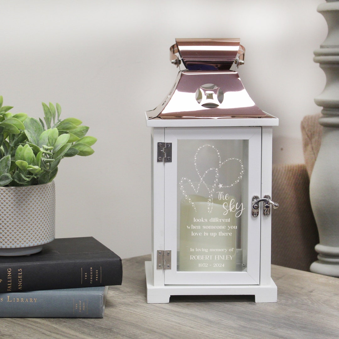 Loved One in Heaven Lantern | Personalized Memorial Lantern | Engraved ...