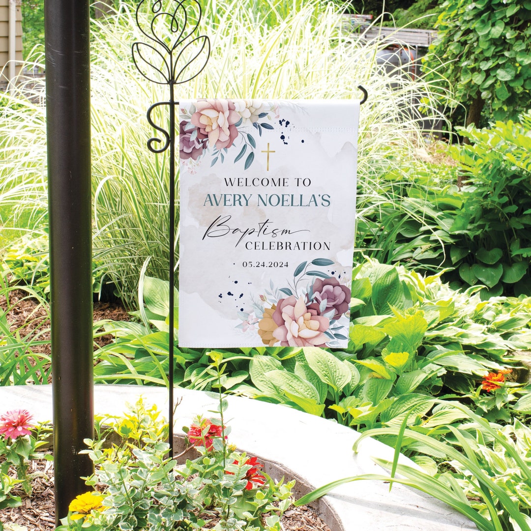 Baptism Party Sign | Personalized Baptism Celebration Garden Flag ...