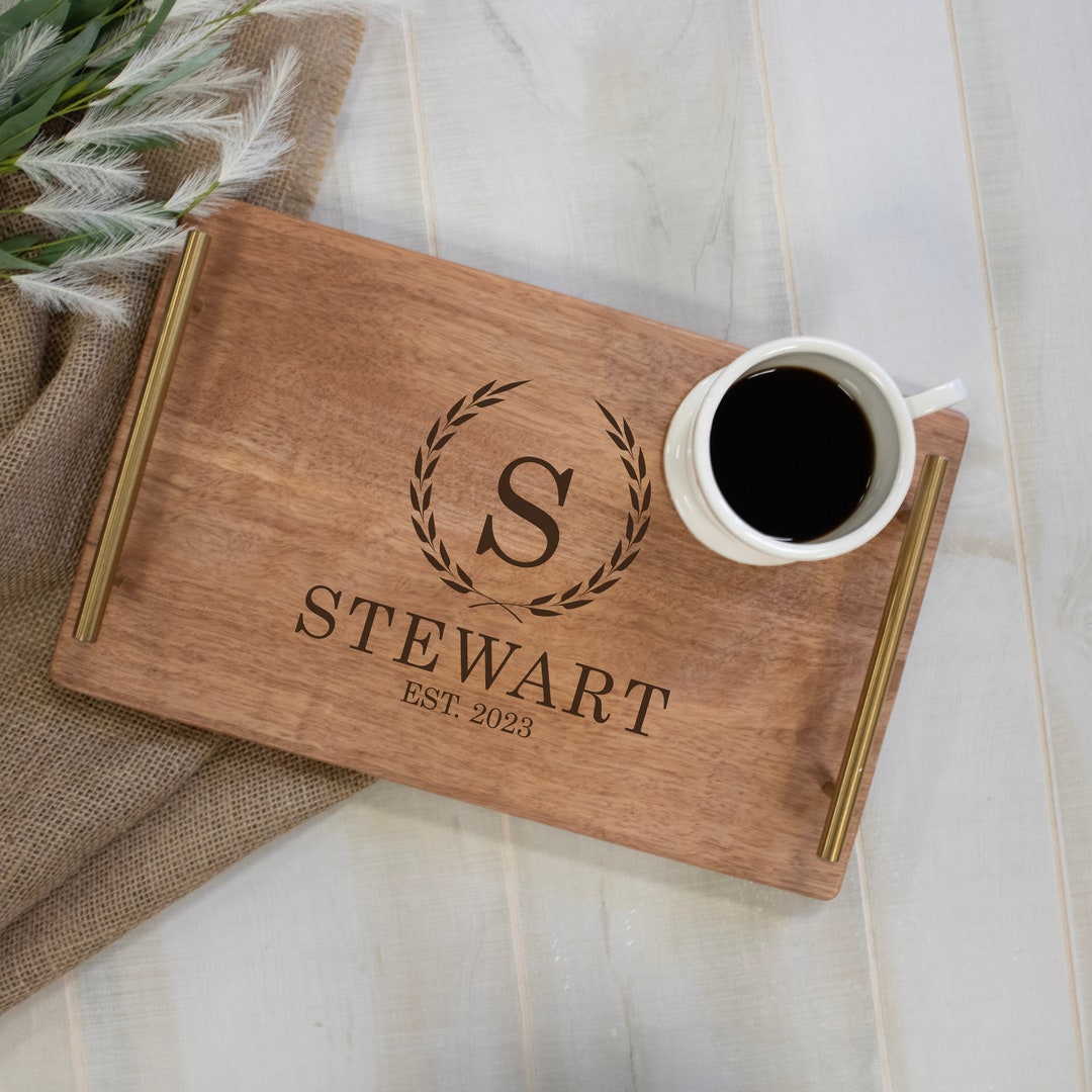 Personalized Serving Tray With Handles | Engraved Serving Tray | Wood ...