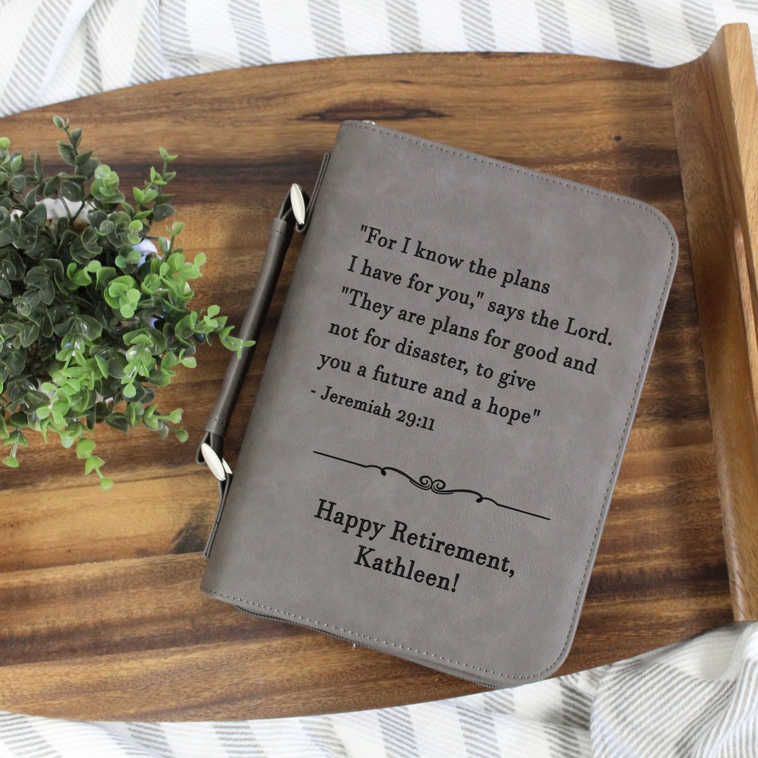Engraved Retirement Bible Cover for Women | Coworker Retirement Gift ...