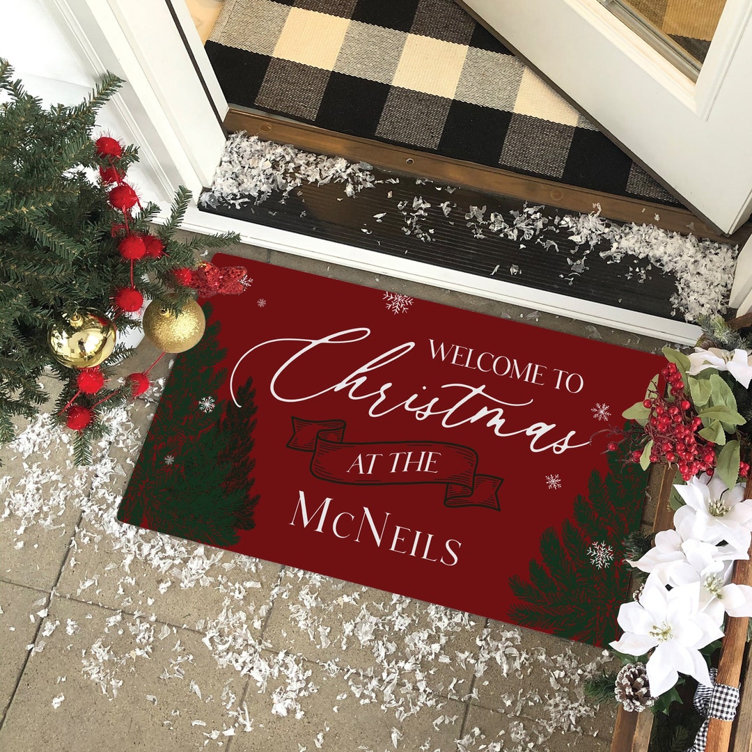 Personalized Christmas Welcome Mat | Welcome to Christmas Doormat ...