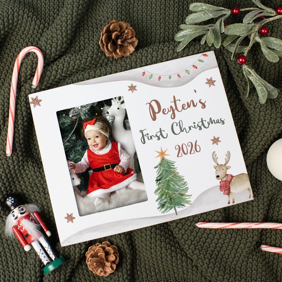Baby's First Christmas Picture Frame | Personalized 1st Christmas Photo ...