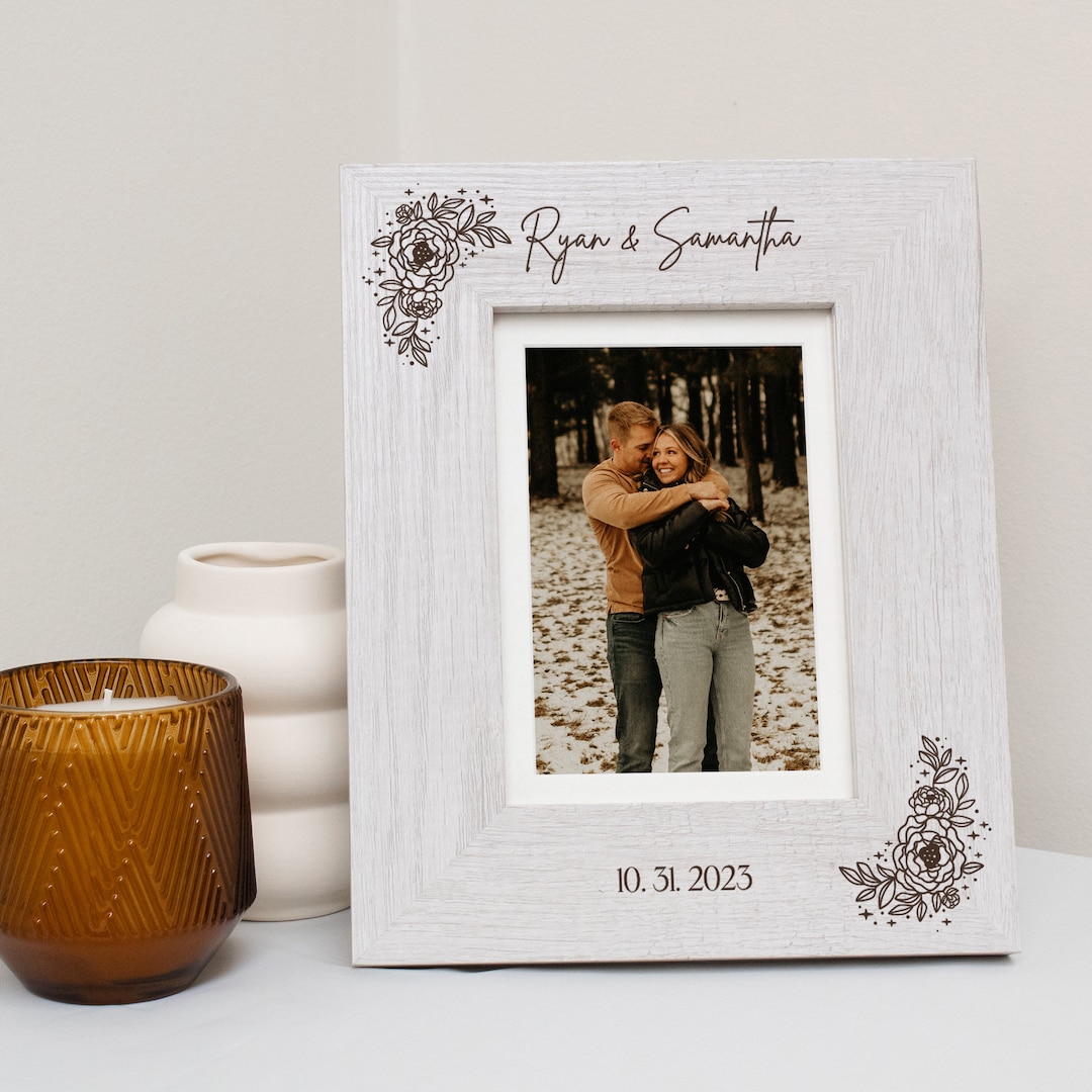 Floral Wedding Picture Frame | Personalized Anniversary Picture Frame ...