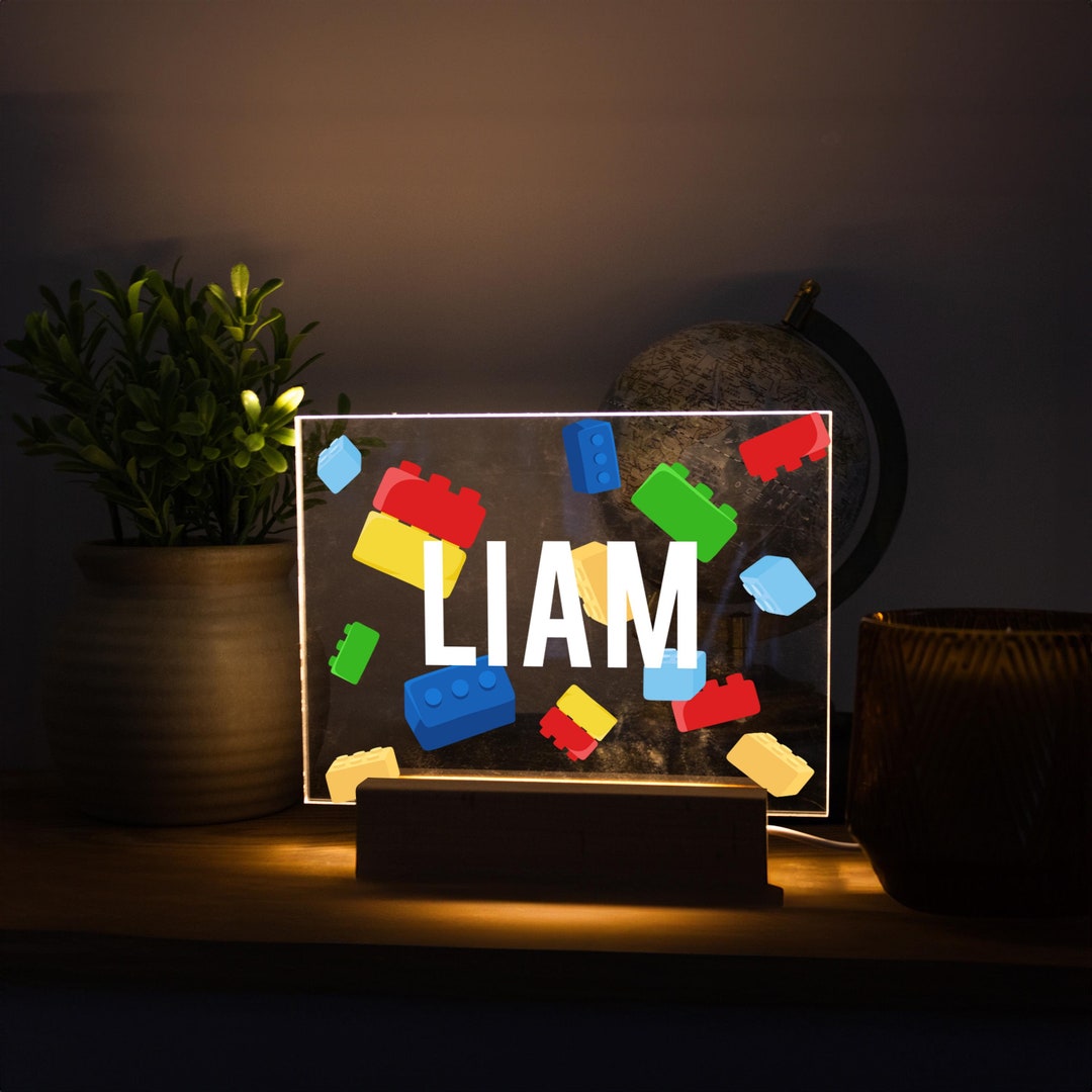 Personalized Building Blocks LED Light | Blocks Night Light | Boy Kid's ...