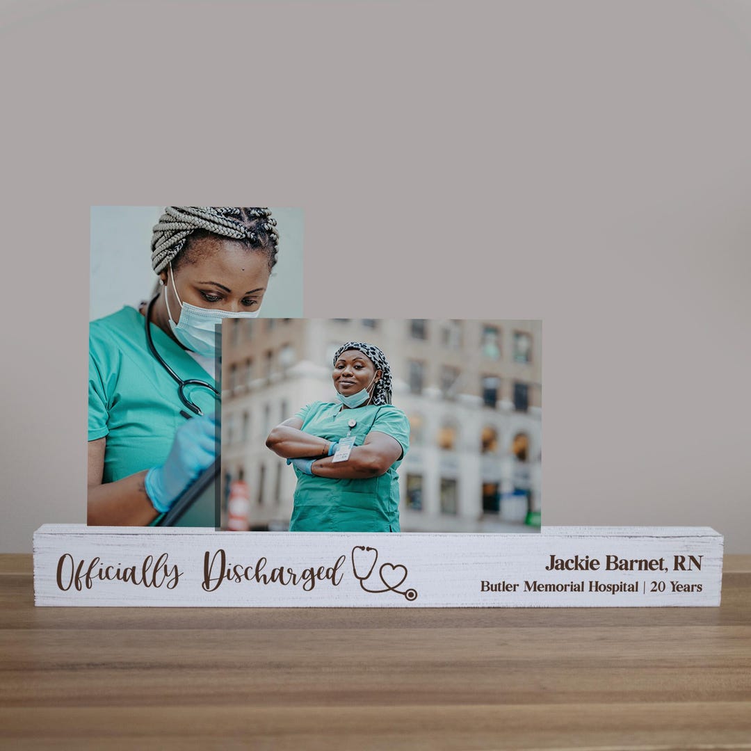 Personalized Nurse Retirement Photo Block | Officially Discharged ...