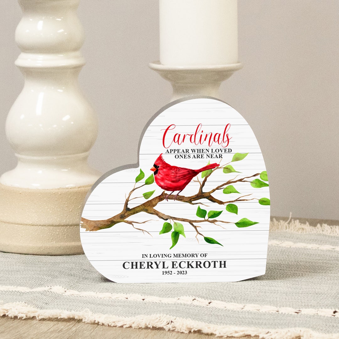 Cardinal Memorial Heart Decor Personalized Cardinal Memorial Gift ...