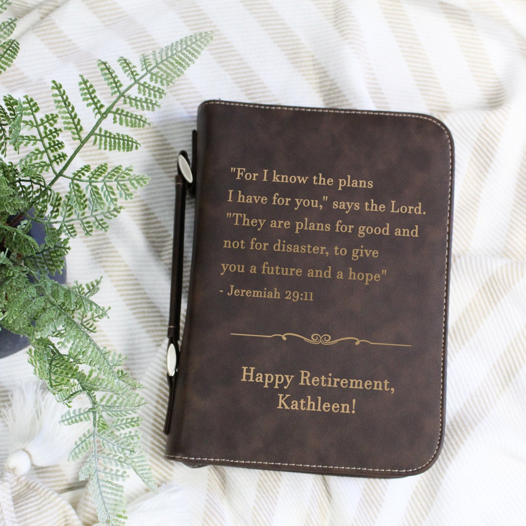 Engraved Retirement Bible Cover for Women | Coworker Retirement Gift ...