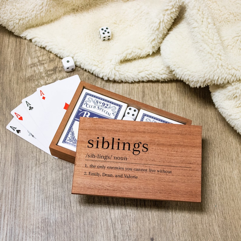 Personalized Sibling Gift | Card Game Box Family Game Night | Game Room ...
