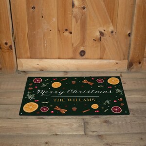 Christmas Potpourri Welcome Mat Personalized Fruit Holiday Doormat ...