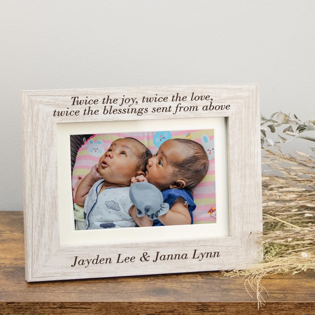 Twins Picture Frame Personalized | Twice the Love Twins Photo Frame ...