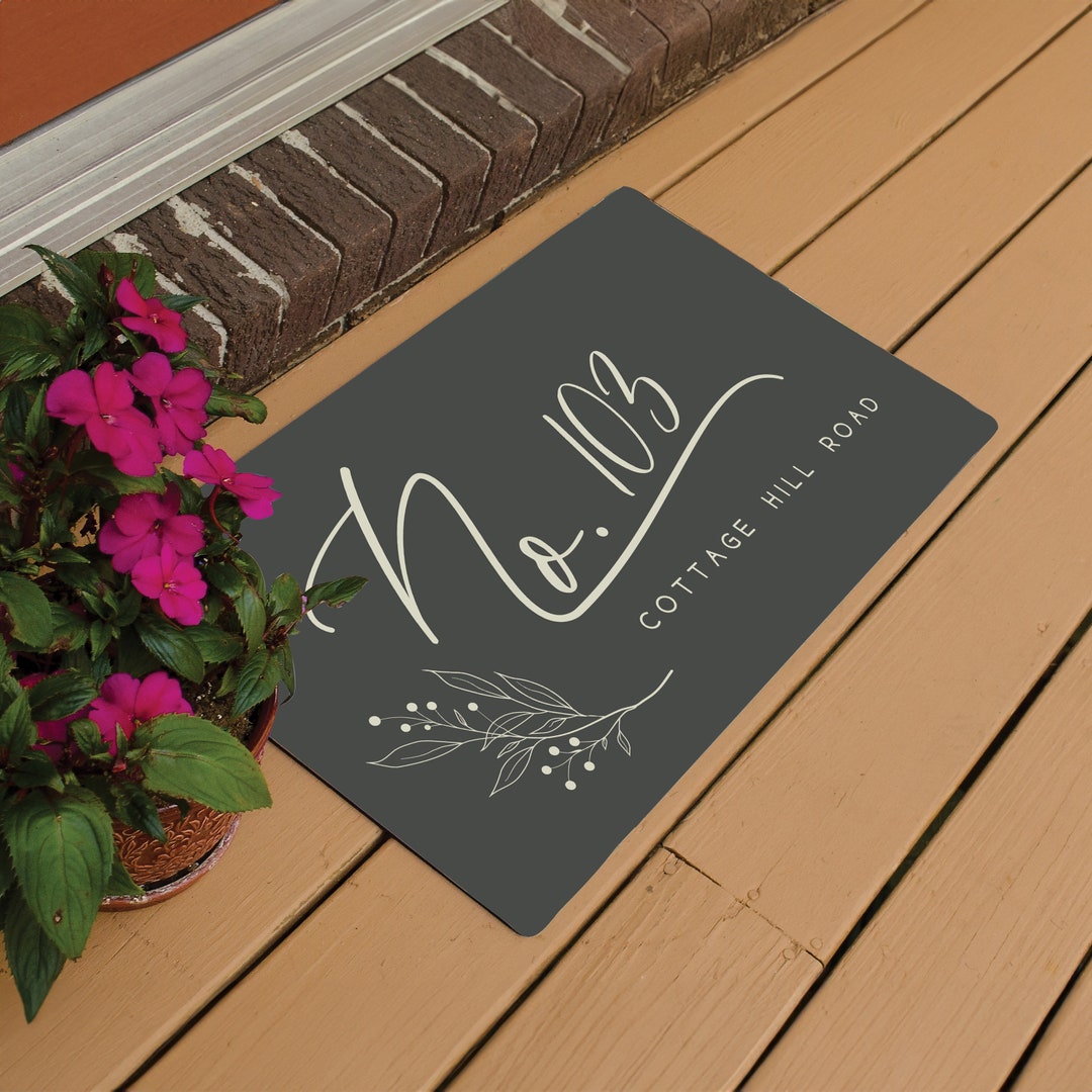 House Number Welcome Door Mat | Personalized Address Door Rug ...