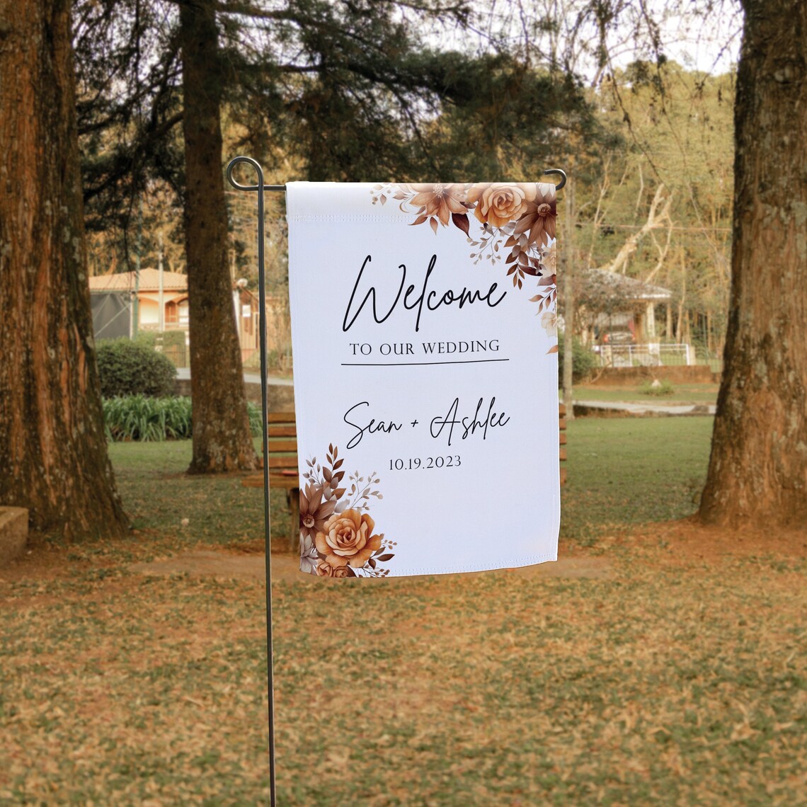 Fall Wedding Welcome Flag | Personalized Welcome to Wedding Yard Flag ...