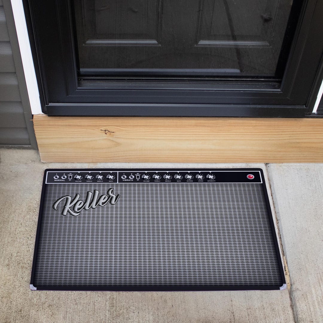 Guitar Amp Welcome Mat | Personalized Doormat for Him | Custom Gift for ...