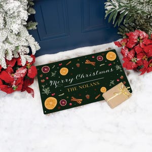 Christmas Potpourri Welcome Mat Personalized Fruit Holiday Doormat ...