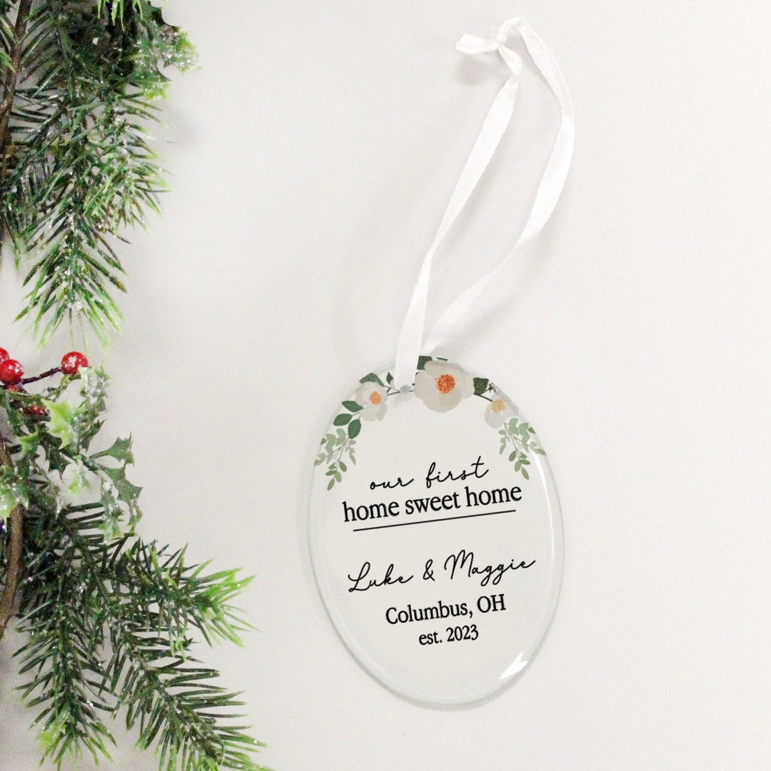 Personalized First Home Ornament Glass Our First Home Christmas ...
