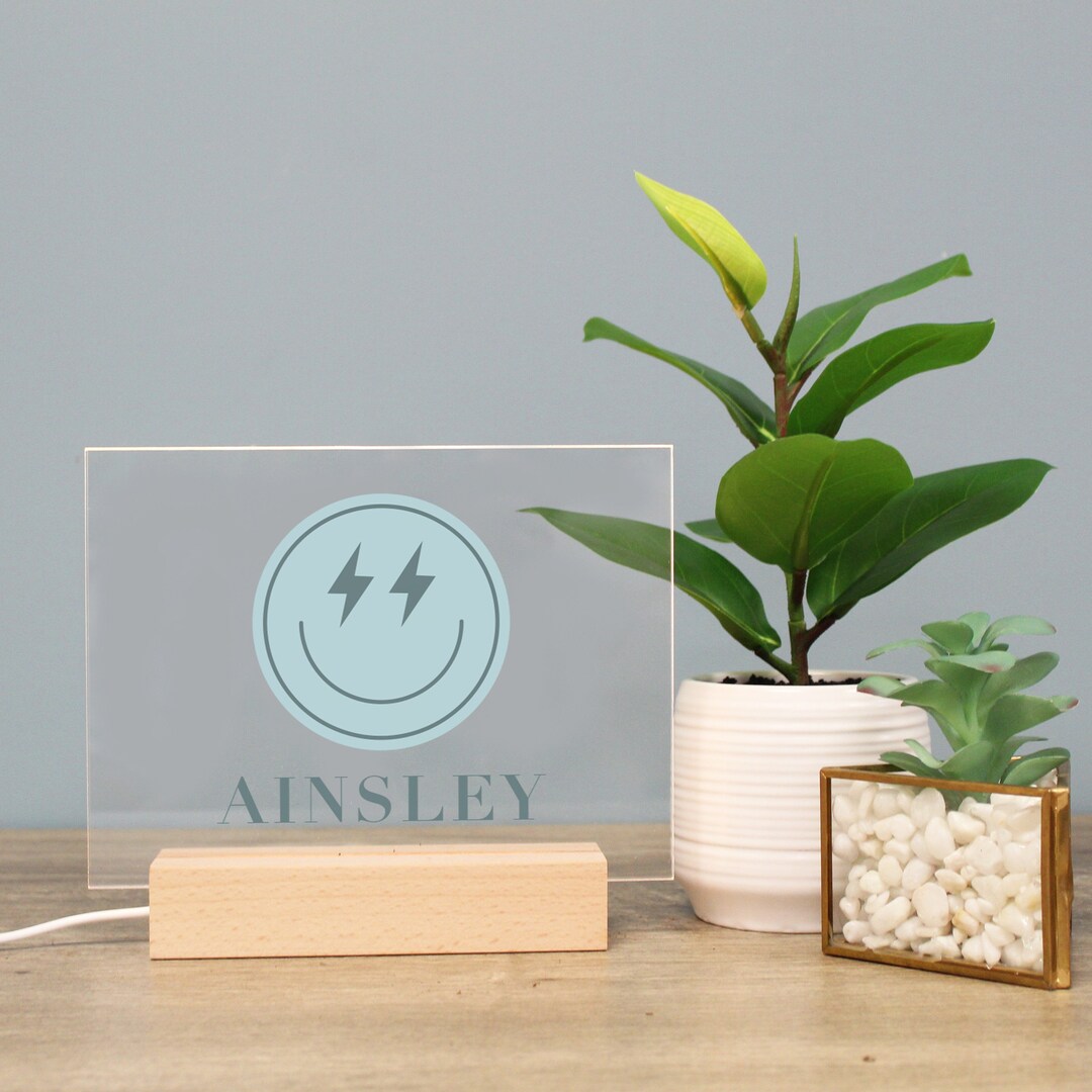 Preppy Smiley Face Night Light Personalized LED Night Light for Girls ...
