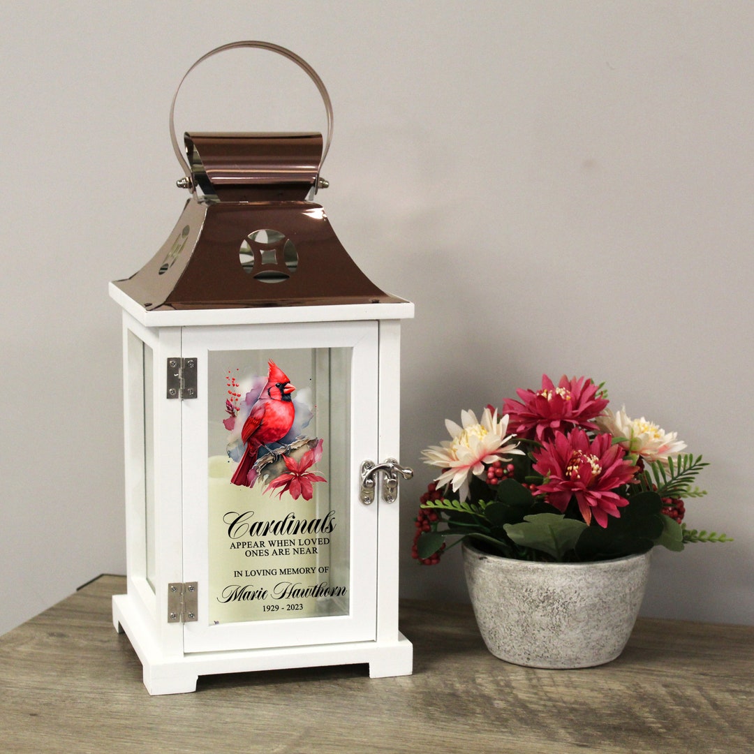 Cardinal Memorial Lantern | Personalized Sympathy Lantern With Red ...