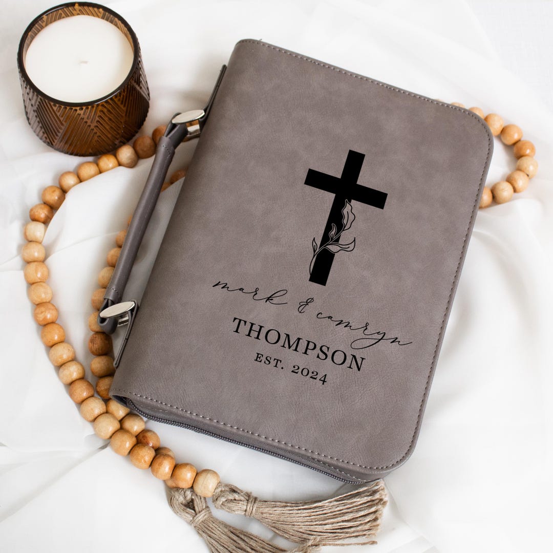 Personalized Wedding Bible Guest Book Bible Cover | Cross Wedding Gift ...