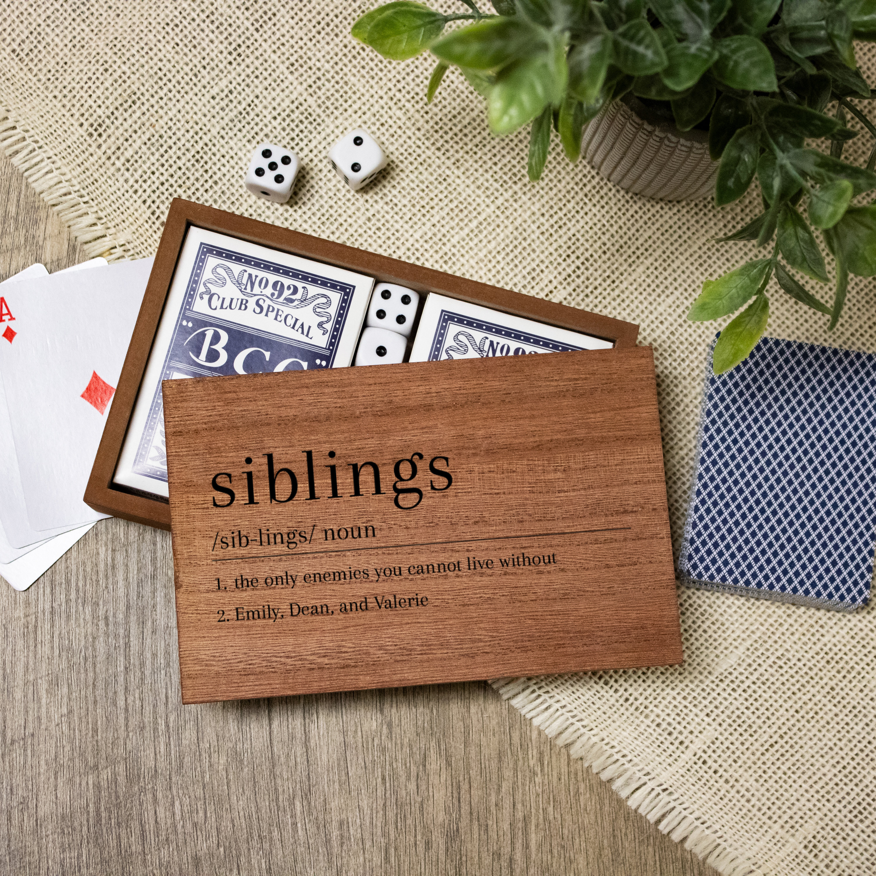 Personalized Sibling Gift | Card Game Box Family Game Night | Game Room ...