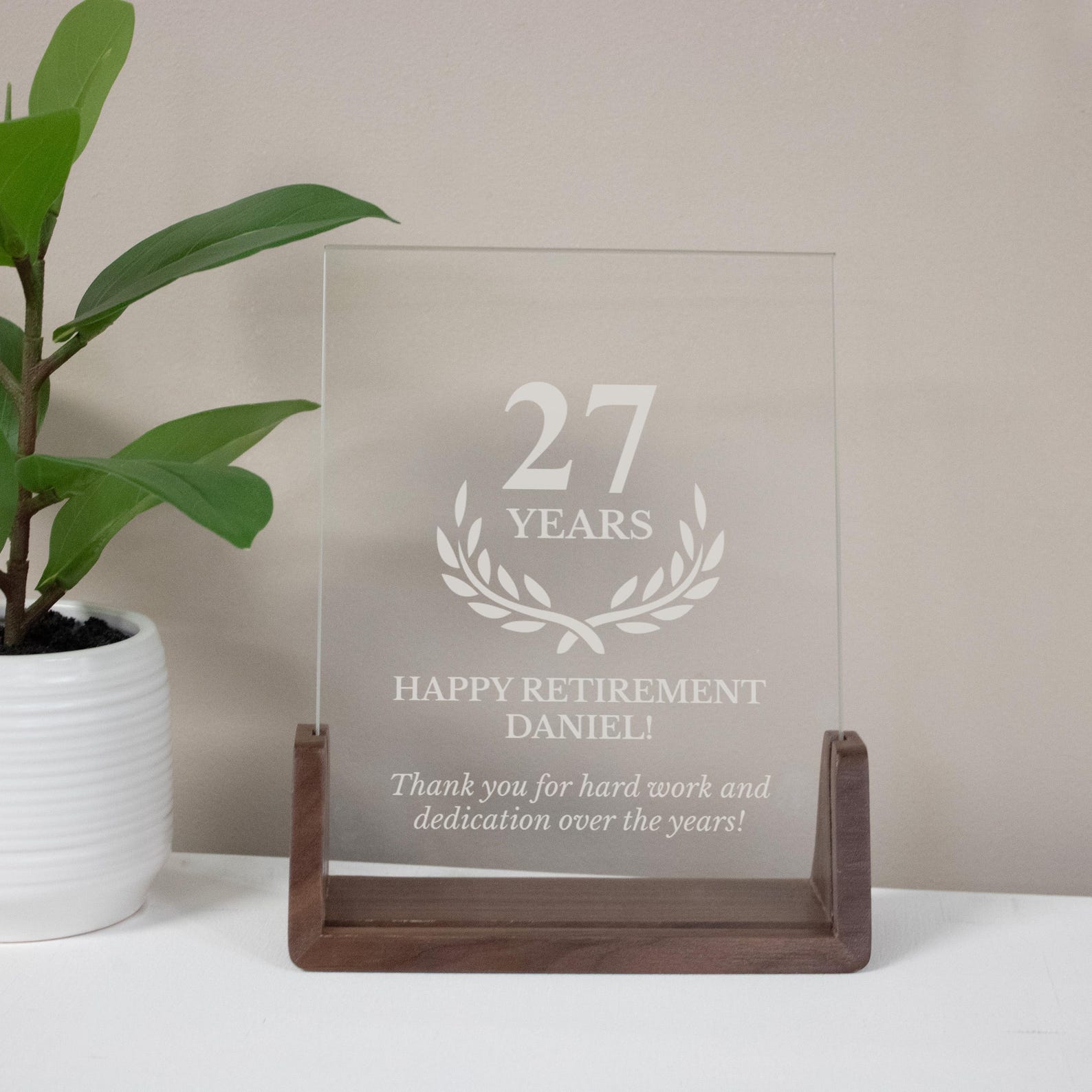 Personalized Retirement Plaque | Engraved Crystal Retirement Gift ...