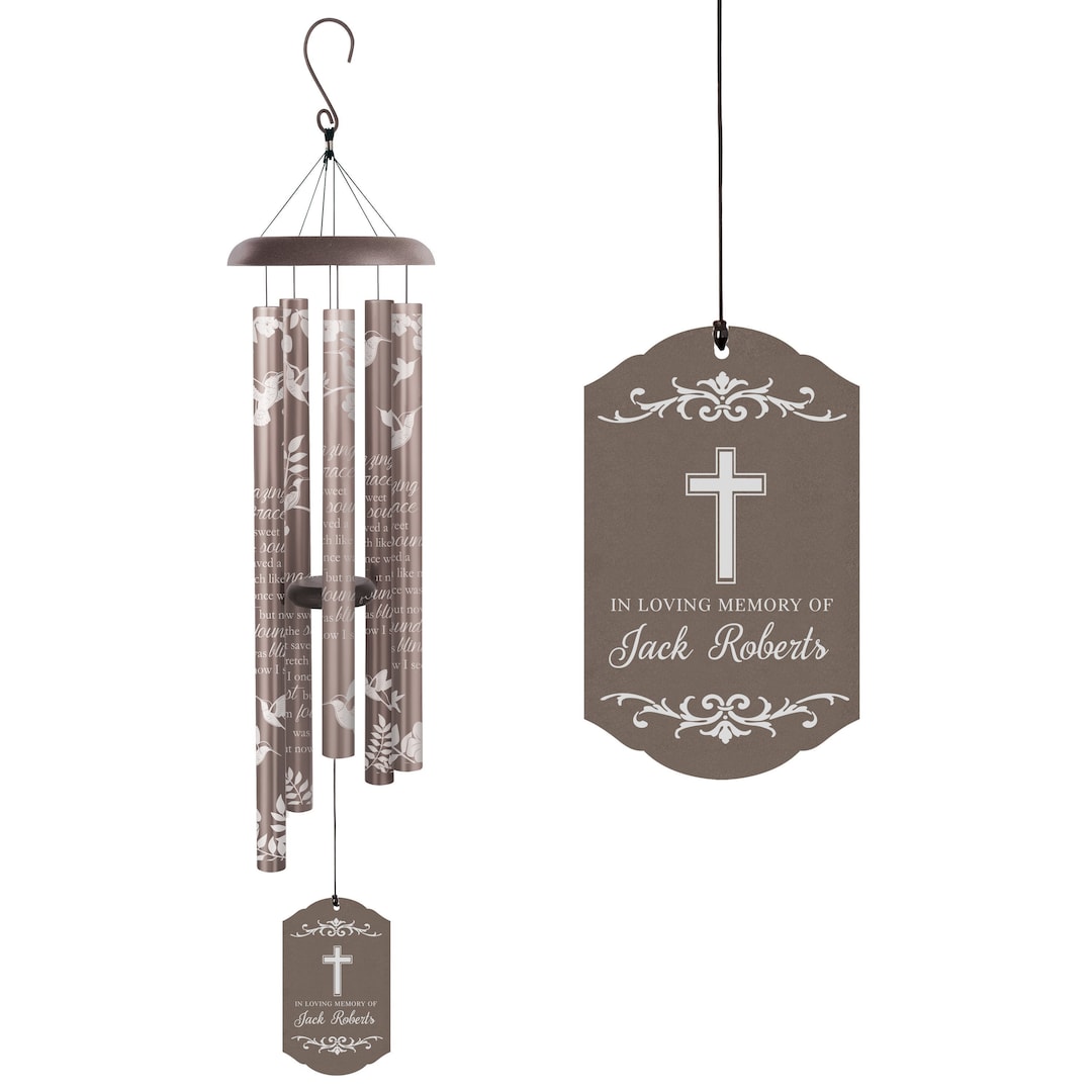 Memorial Wind Chime Amazing Grace | Personalized Memorial Wind Chime ...