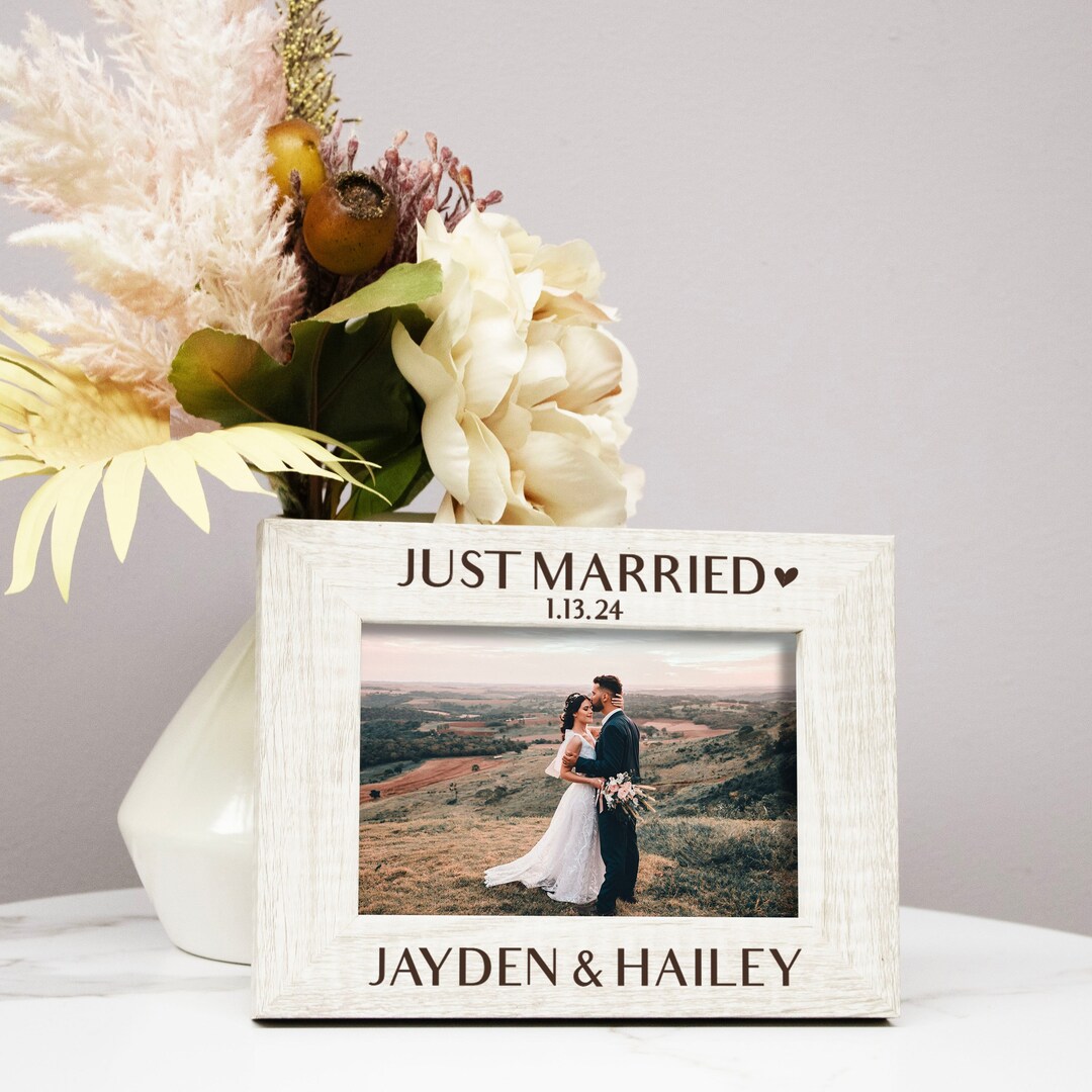 Just Married Picture Frame Personalized Just Married Picture Frame ...