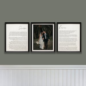 Framed Wedding Vows & Photo Wall Sign Set of 3 | Personalized Wedding ...