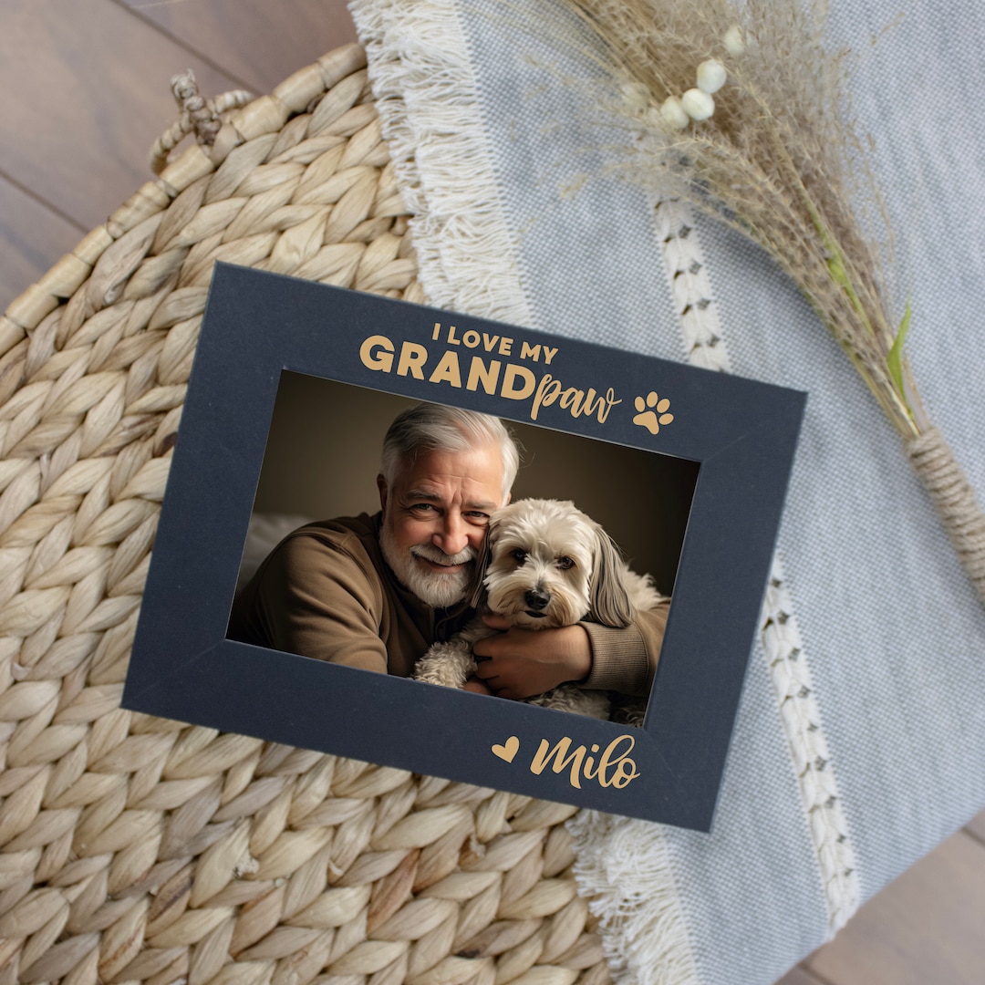 Dog Grandpa Picture Frame | Love My Grandpaw Grandpa & Dog Picture ...